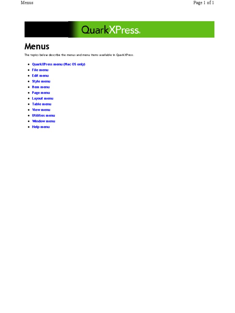 Quark Xpress Menus | Download Free PDF | Page Layout | Window (Computing)