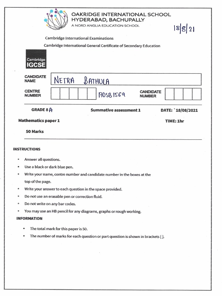 Term 1 Sa1 Math Paper 1 | PDF