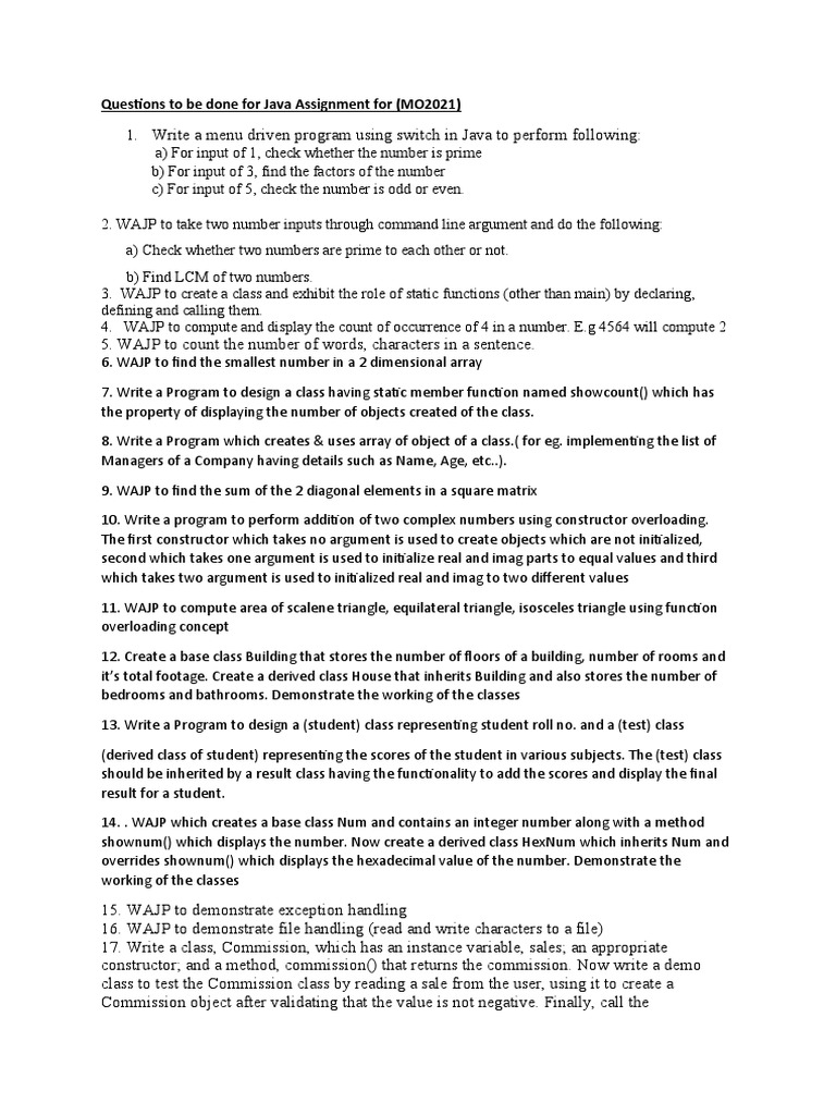 Java Lab Assignment Pdf Method Computer Programming Class Computer Programming