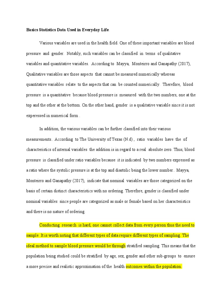 Basics Statistics Data Used in Everyday Life | PDF | Sampling ...