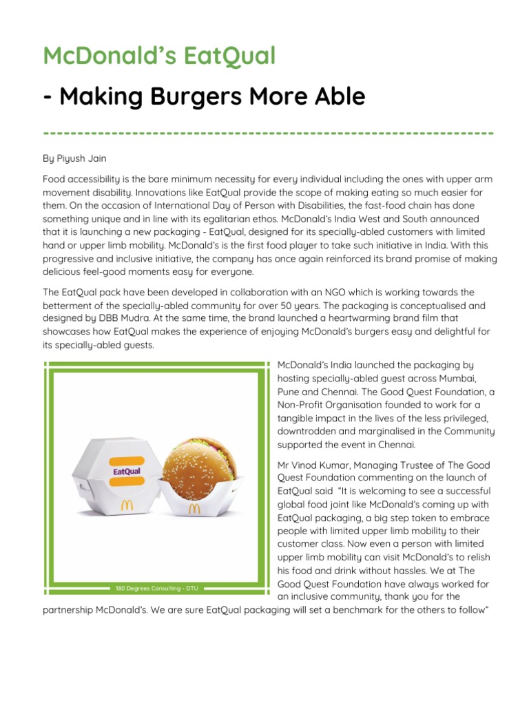 McDonald's Launches EatQual Packaging | PDF | Mc Donald's