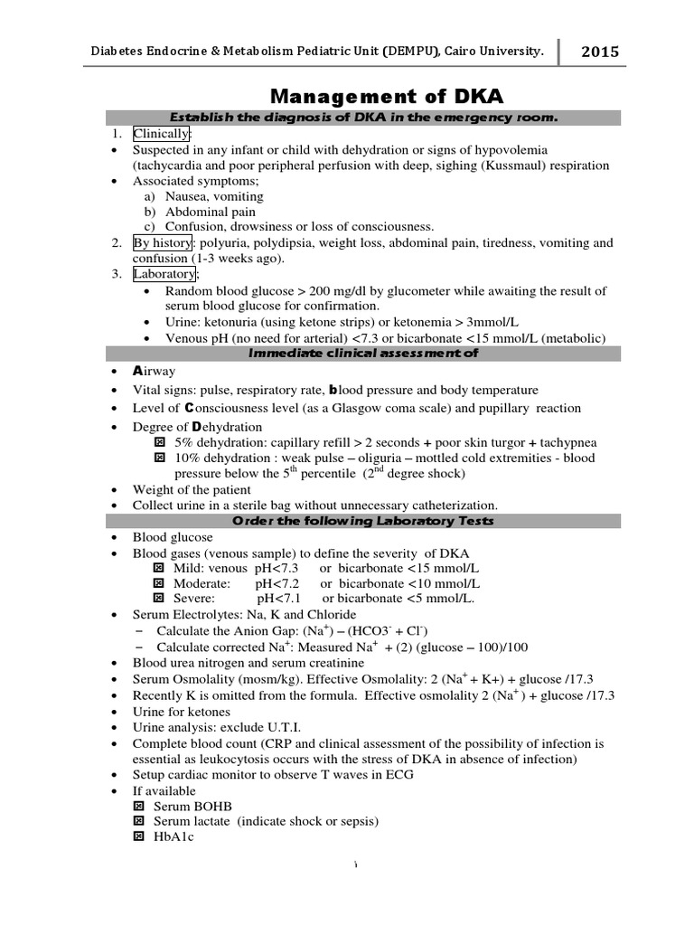 Revised DKA 2015 PDF | PDF | Saline (Medicine) | Dehydration