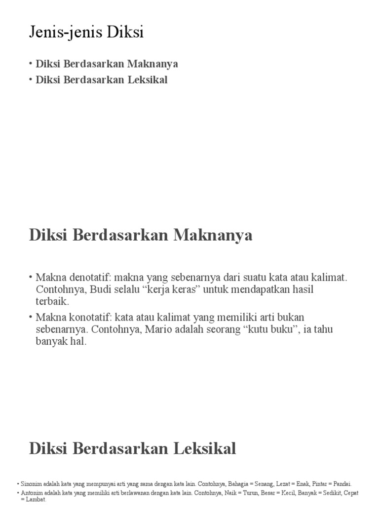 Jenis-Jenis Diksi | PDF
