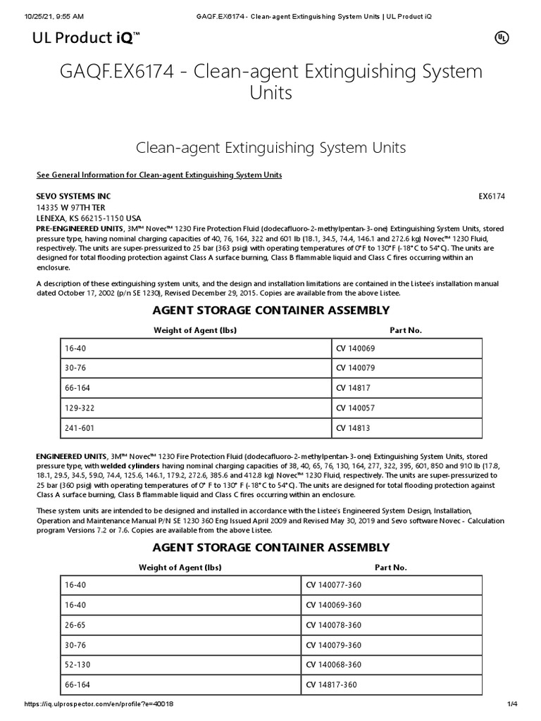 Clean-Agent Extinguishing System Units | PDF | Pressure | Liquids