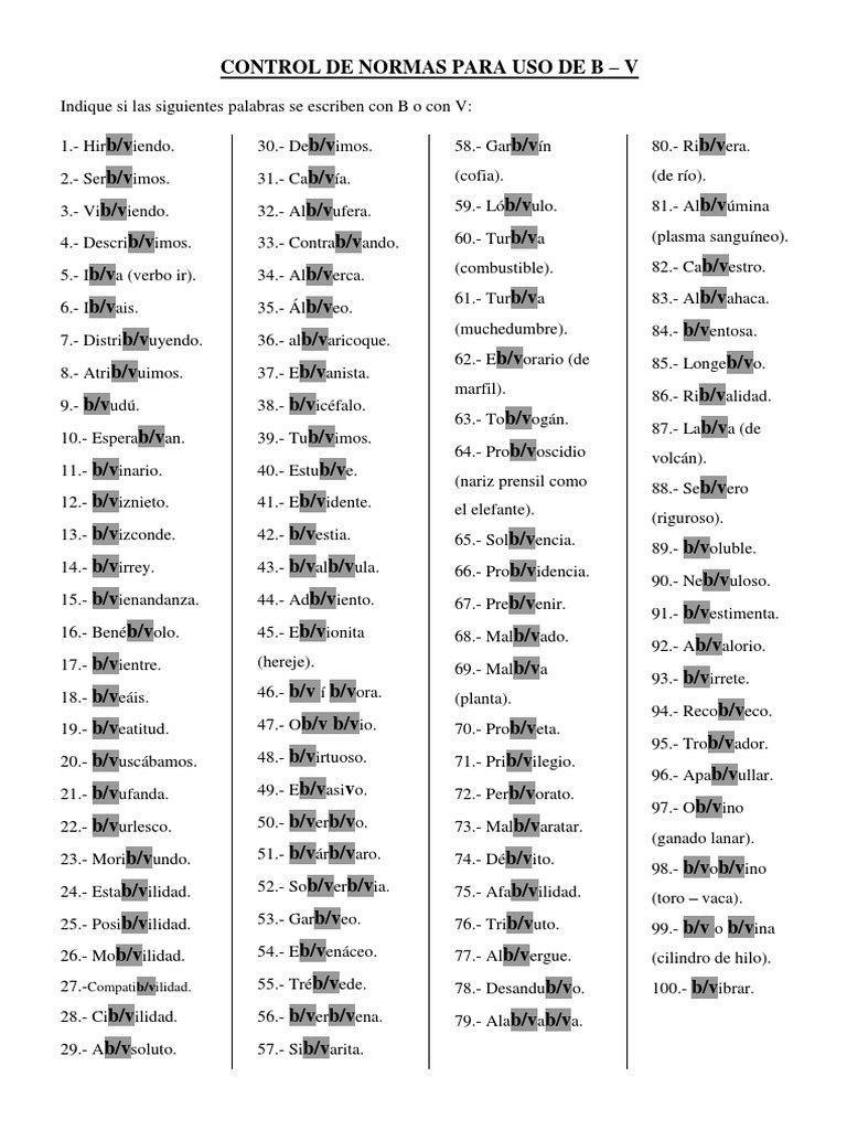 Normas de Uso de B, V, G, J y H | PDF
