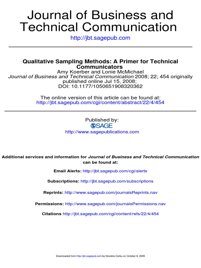 Qualitative Sampling Methods | PDF | Sampling (Statistics ...