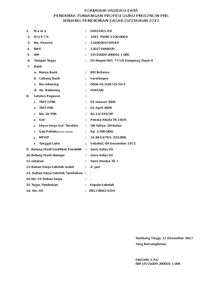 Formulir Validasi Data | PDF