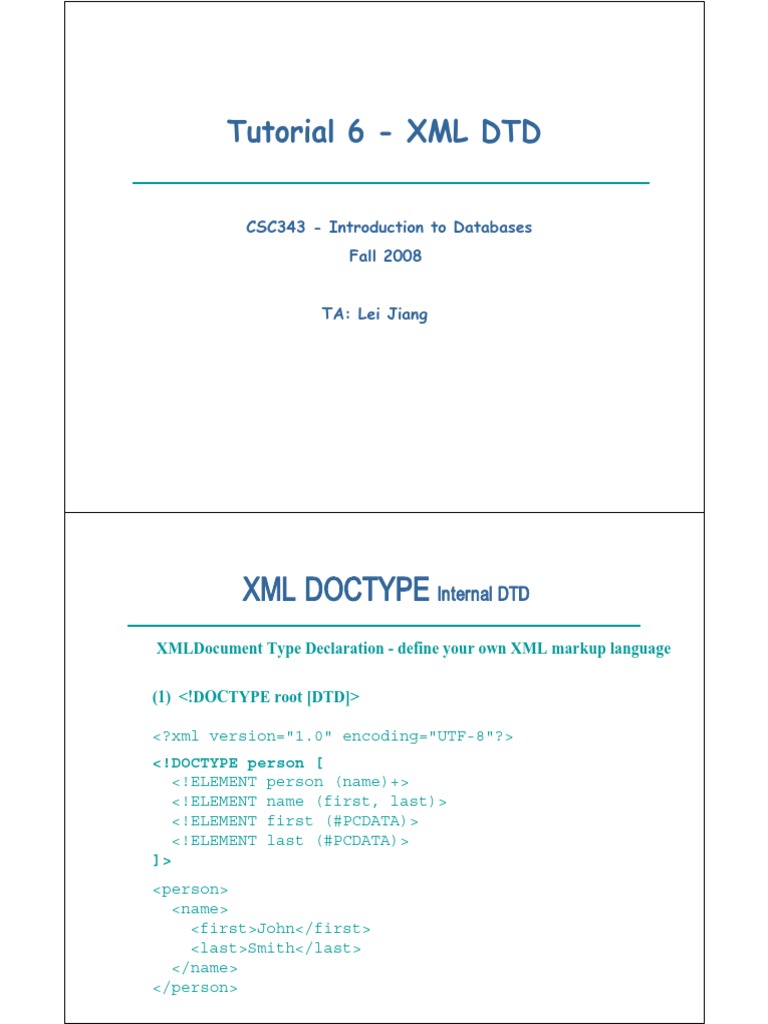 Tutorial 6 - XML DTD | Download Free PDF | Software Engineering | Computing