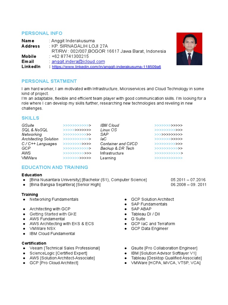 Curiculum Vitae (Anggit Inderakusuma) Editable | PDF | Cloud Computing | Amazon Web Services