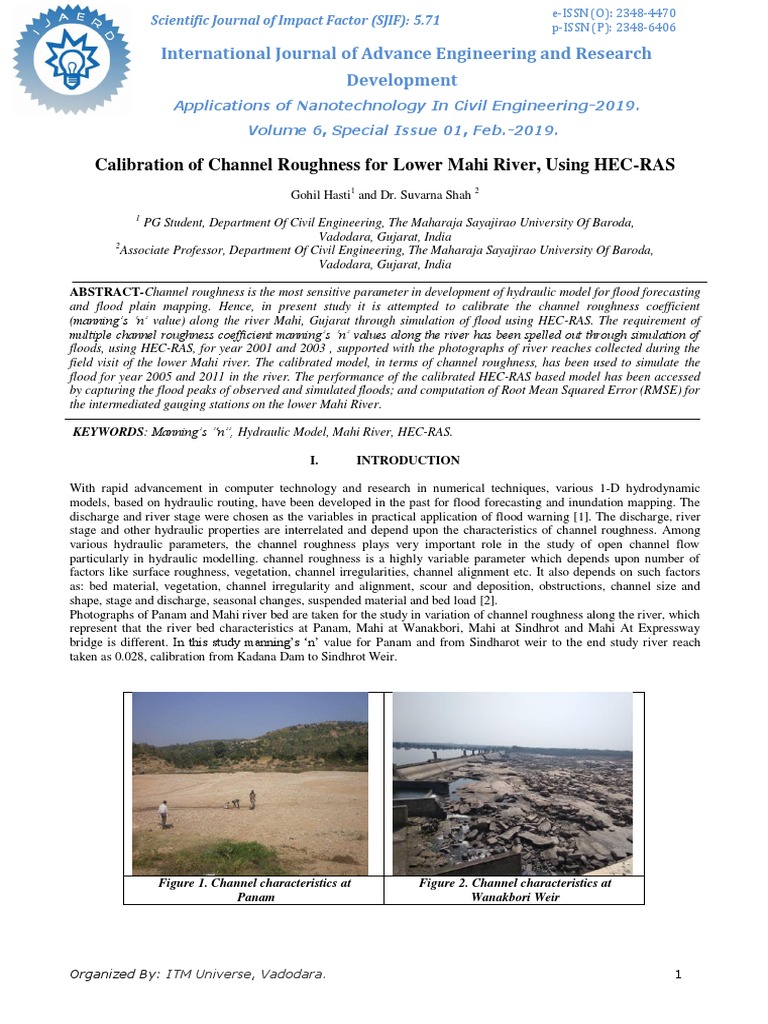 Calibration of Channel Roughness For Lower Mahi River, Using HEC-RAS ...