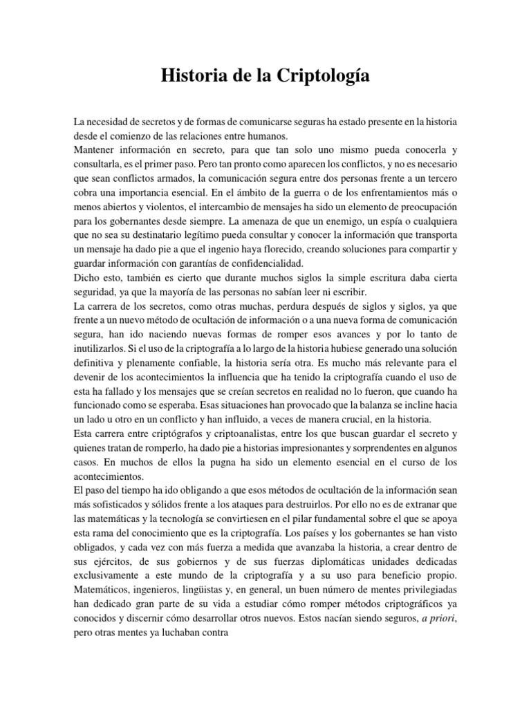 Historia De La Criptología Pdf Criptoanálisis Criptografía 0490