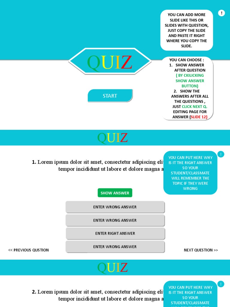 Quiz Template Manual | PDF