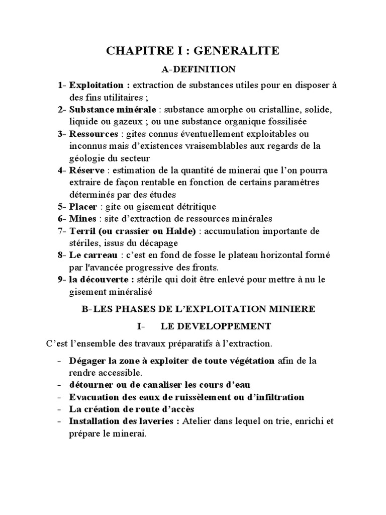 Introduction à l'exploitation minière | PDF | Exploitation minière | La ...