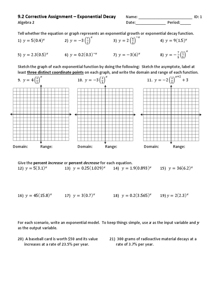9.2 Corrective Assignment - Exponential Decay | PDF | Exponential ...