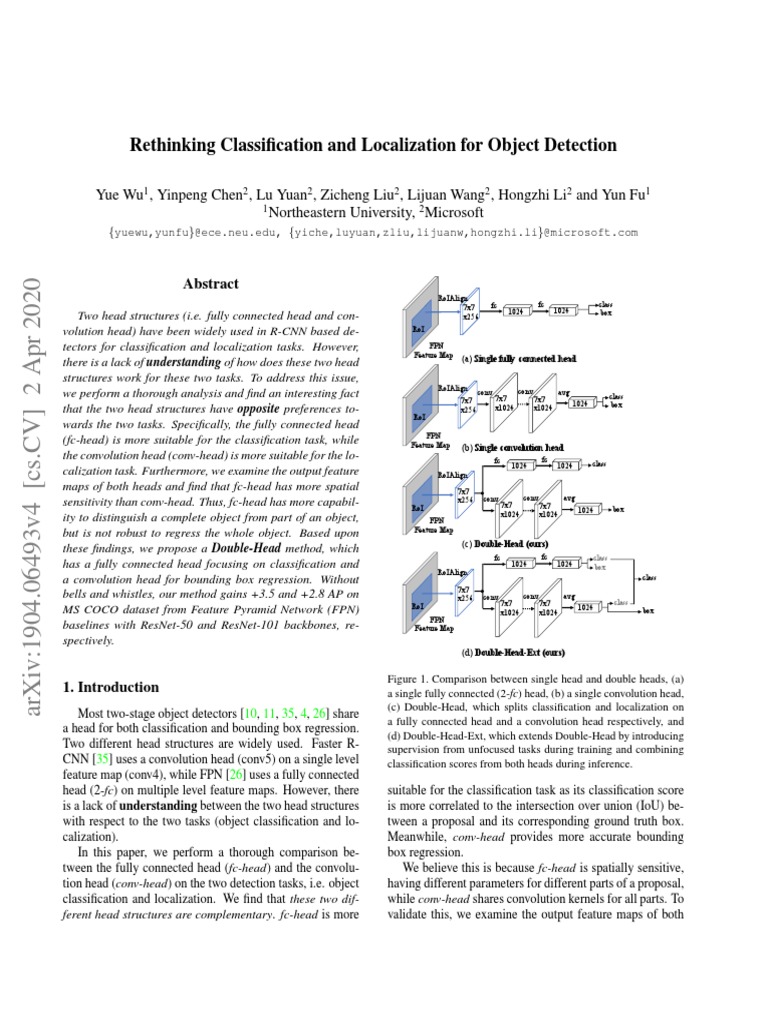 Rethinking Classification and Localization For Object Detection | PDF | Correlation And ...