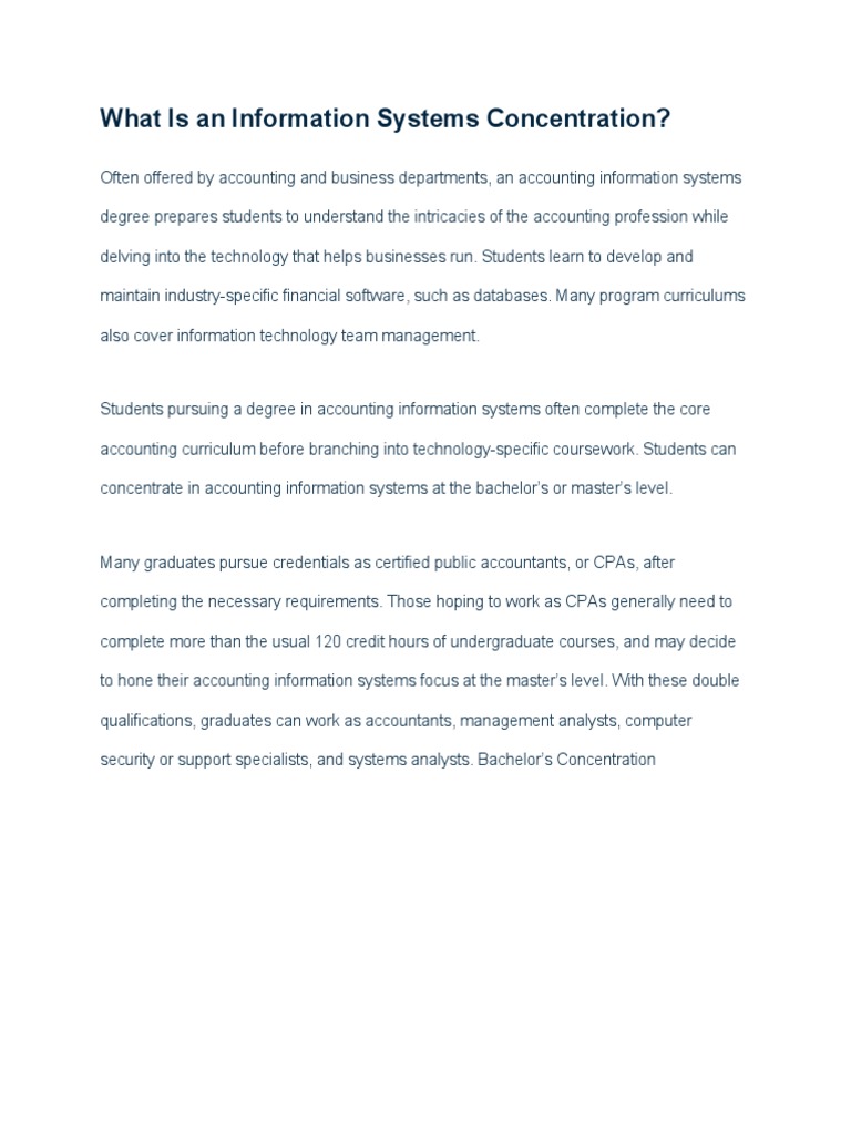 Information Systems Concentration | PDF
