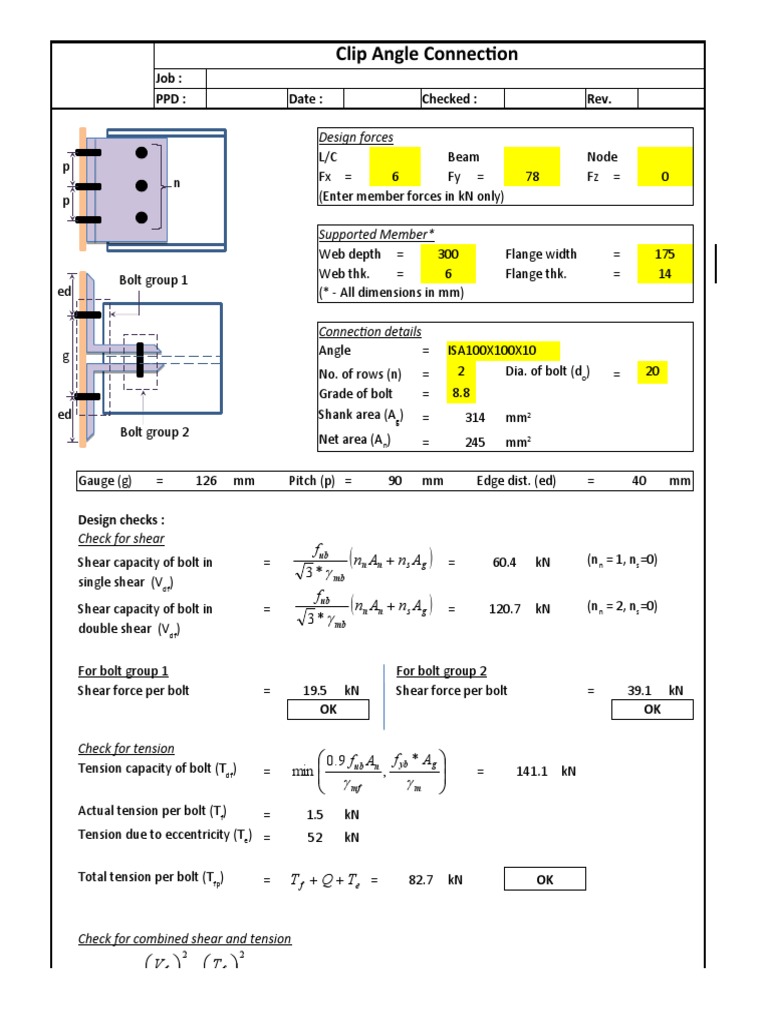 Clip Angle Connection: Design Forces | PDF | Mechanical Engineering ...