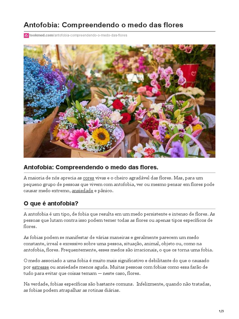 Antofobia Compreendendo o Medo Das Flores | PDF | Psicoterapia ...