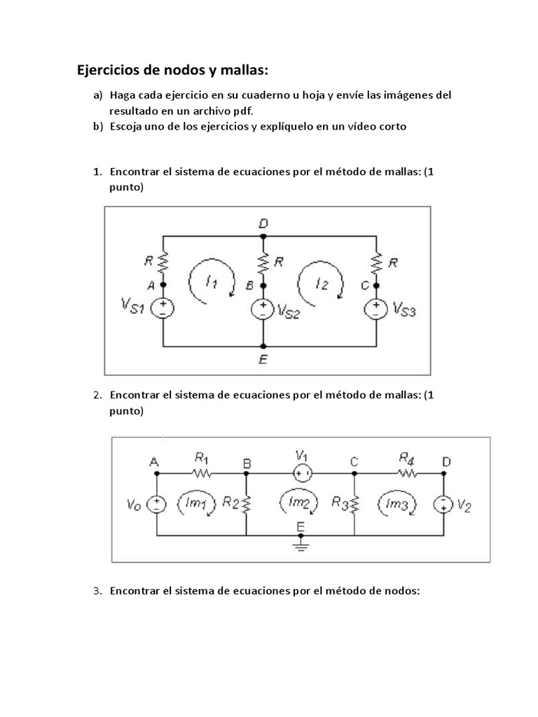 Ejercicios de Tarea Sobre Nodos y Mallas | PDF