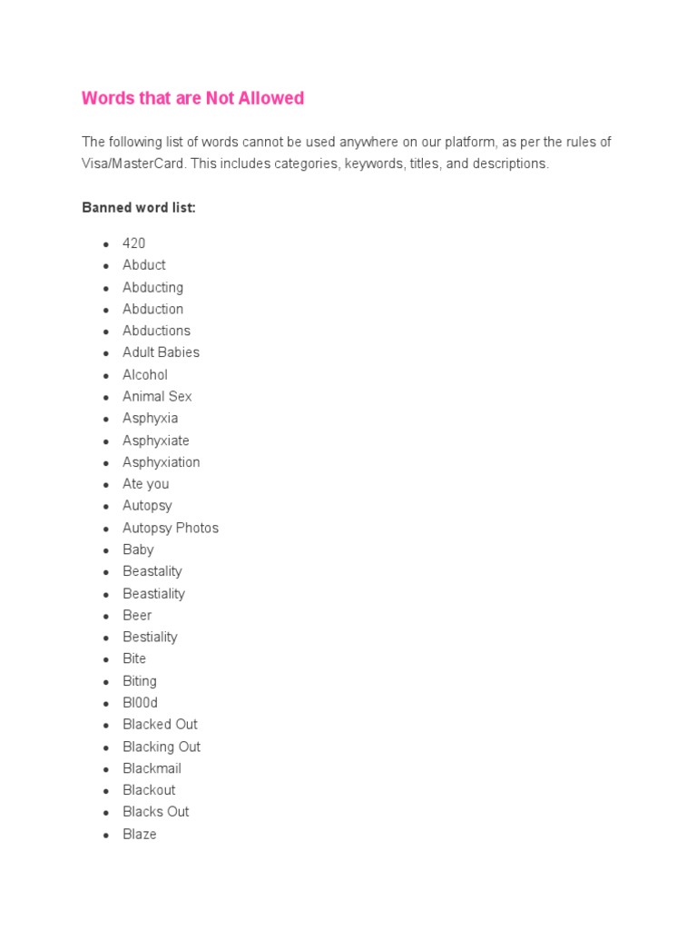 IWantClips's List of Banned Words | PDF