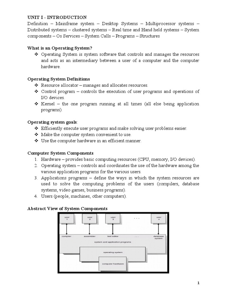 Iii Bca B Os Unit I Pdf Operating System Computer Data Storage