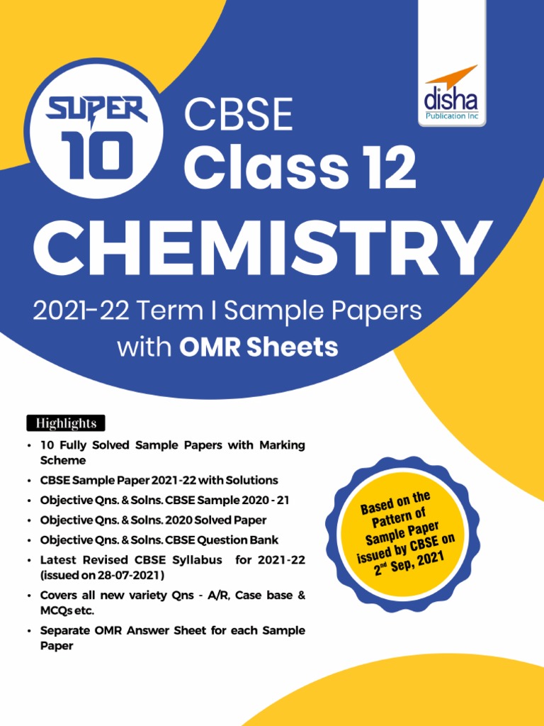 Disha Class 12 Chemistry Sample Paper For Term 1 | PDF | Chemical Reactions | Coordination Complex