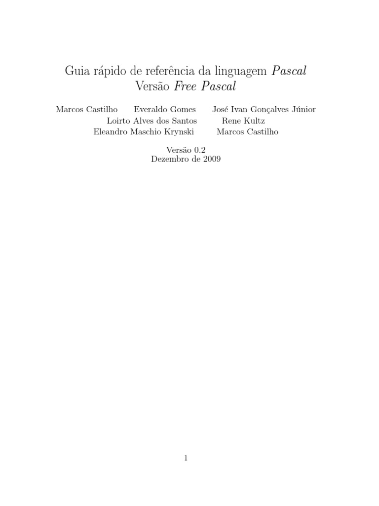 Guia Rápido de Referência Do Pascal Com Free Pascal | PDF | Linguagem ...