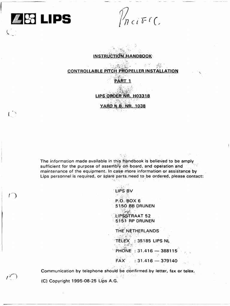 Lips Verstelbare Schroef Install. Part 1. Instr. | PDF | Propeller | Pump