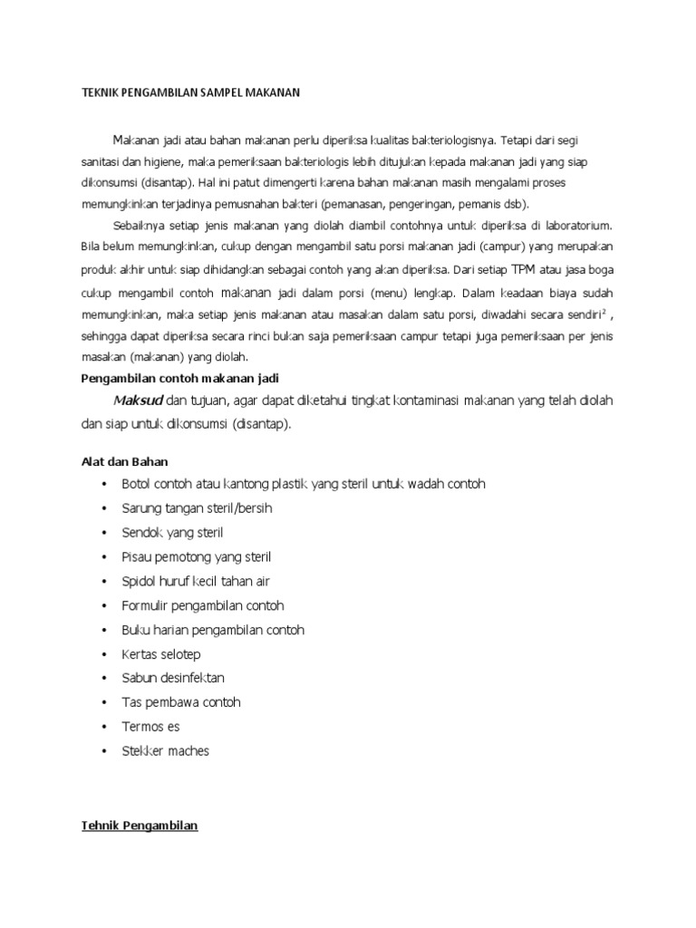 Panduan Sampling Makanan | PDF