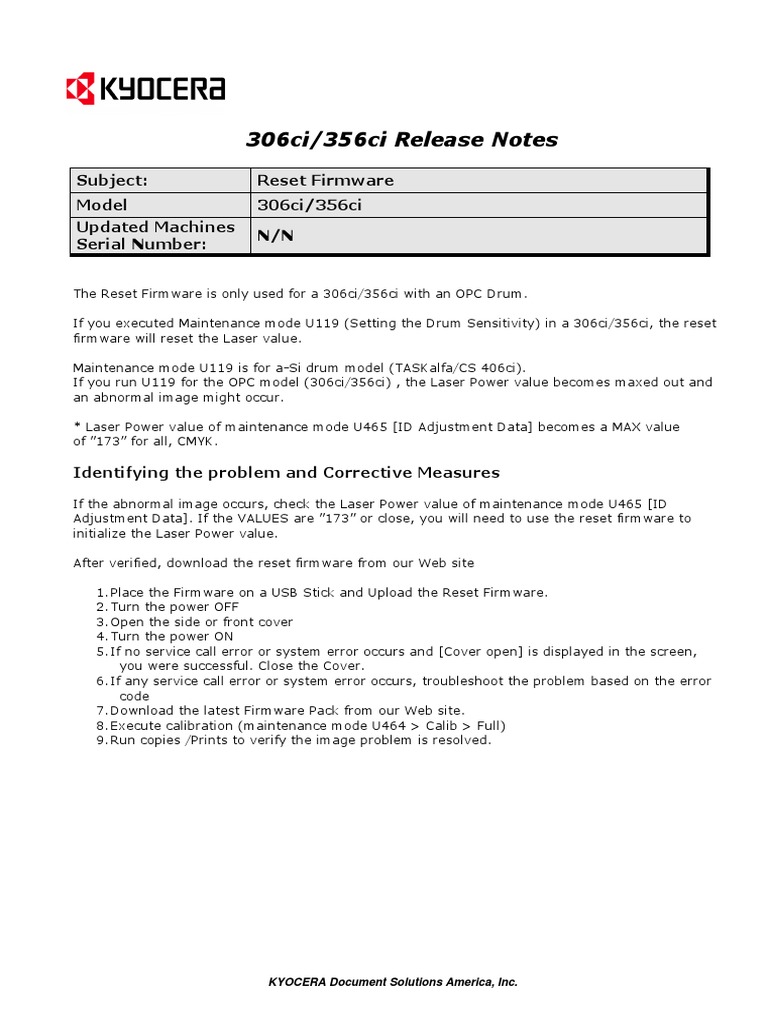 306ci/356ci Release Notes: Subject: Reset Firmware Model L: 306ci/356ci ...