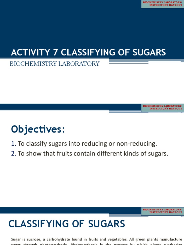 Activity 7 Classifying of Sugars: Biochemistry Laboratory | PDF ...