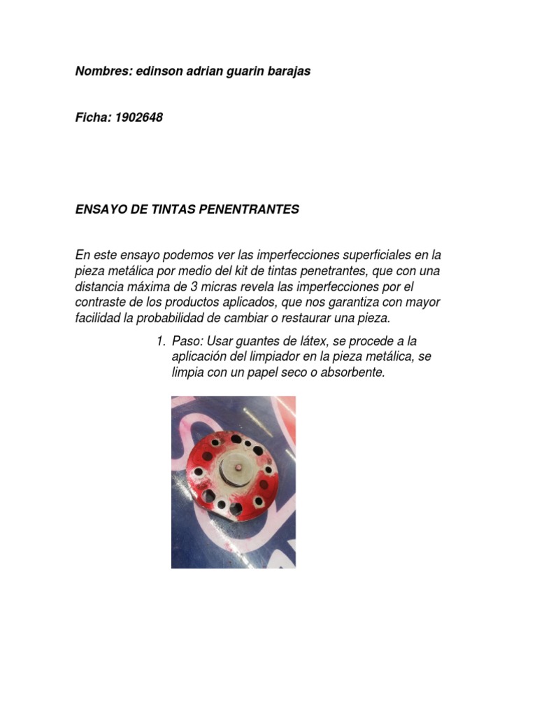 Ensayo de Particulas Penetrantes Adrian Guarin | PDF | Hogar ...