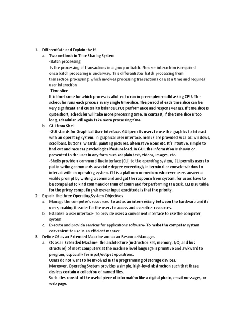 Quiz 1 OS | Download Free PDF | Operating System | Command Line Interface