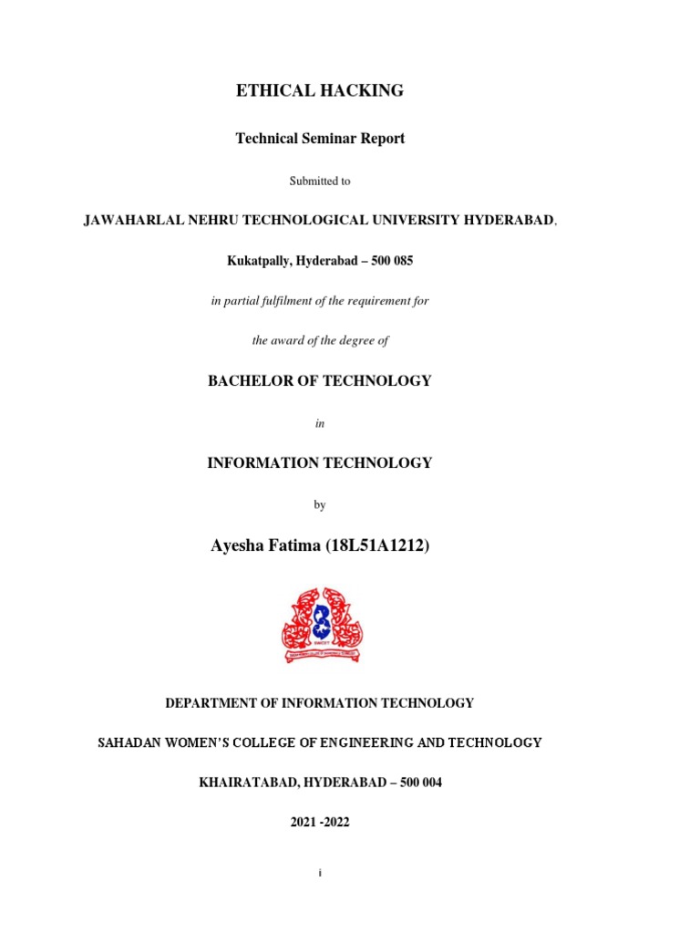 Ethical Hacking: Technical Seminar Report | PDF | Security Hacker ...