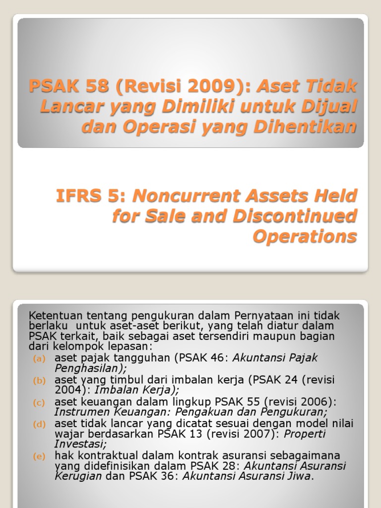 PSAK 58: Aset Tidak Lancar untuk Dijual | PDF | Pengelolaan Keuangan & Uang
