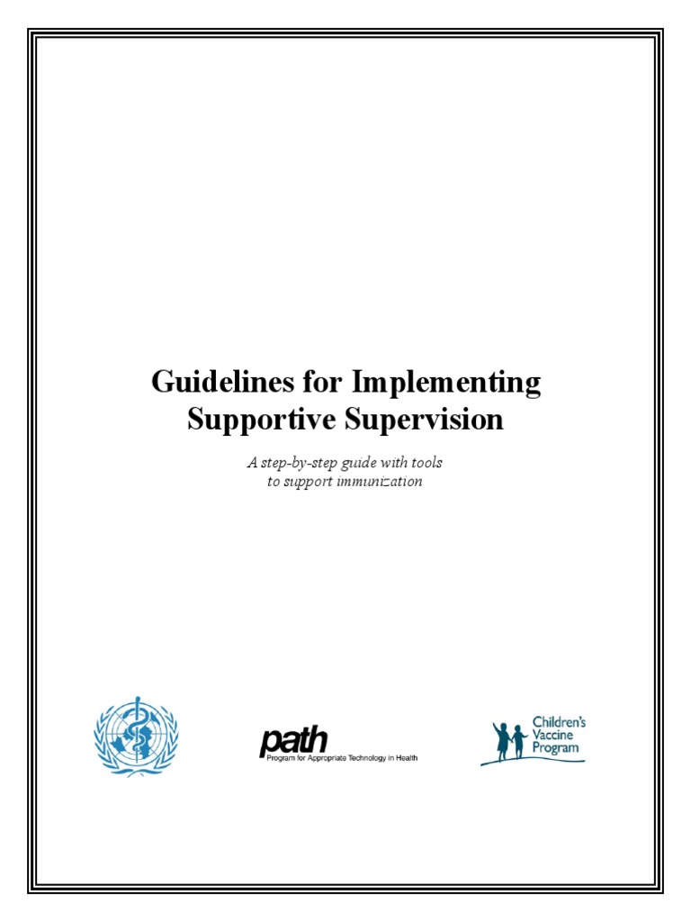 Guidelines For Implementing Supportive Supervision: A Step-By-Step ...