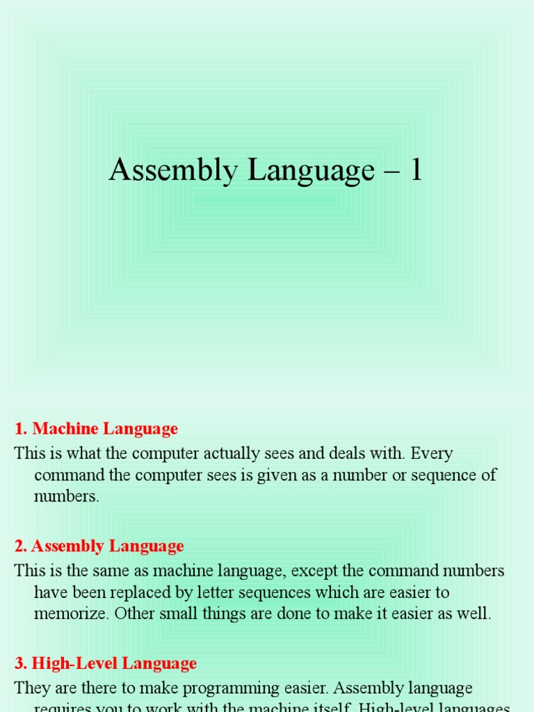 Assembly Language - 1 | PDF | Assembly Language | Computing