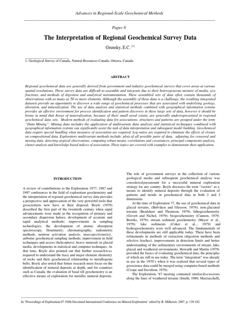 Levelling of Geochemical Surveys - Grunsky | PDF | Geographic ...