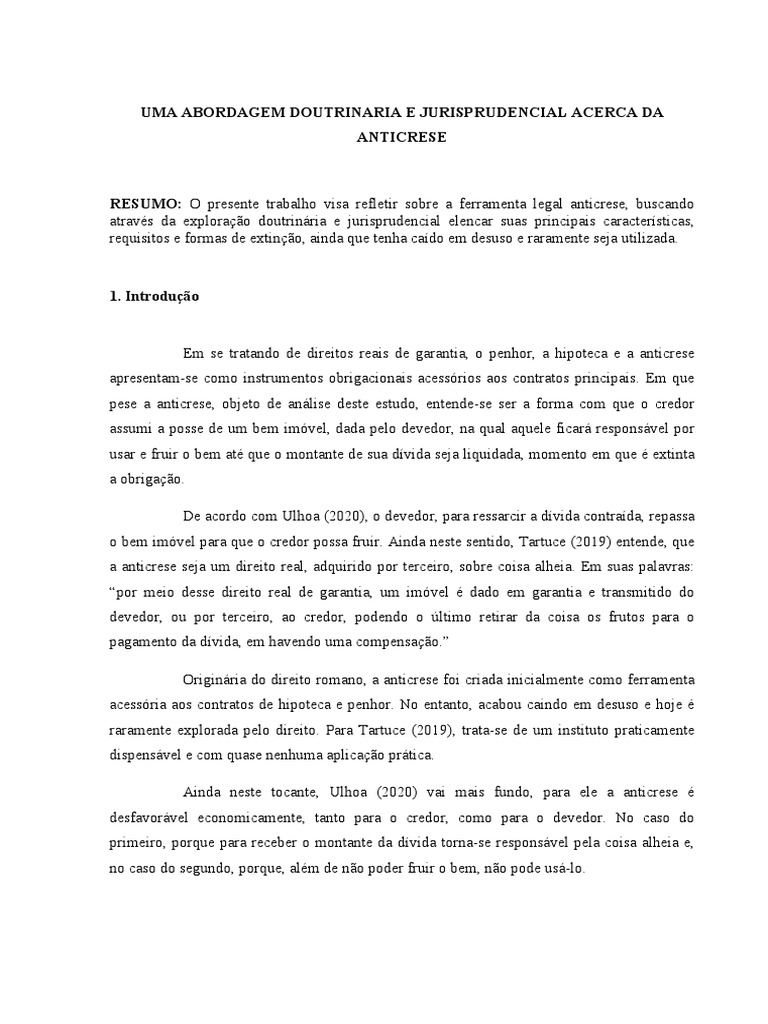 Características da Anticrese no Direito Civil | PDF | Lei das ...