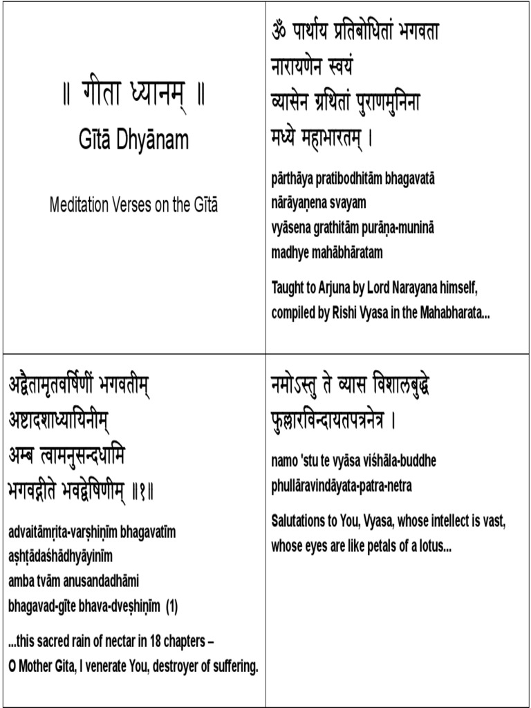 Gita Dhyanam | PDF | Hindu Gods | Hindu Mythology