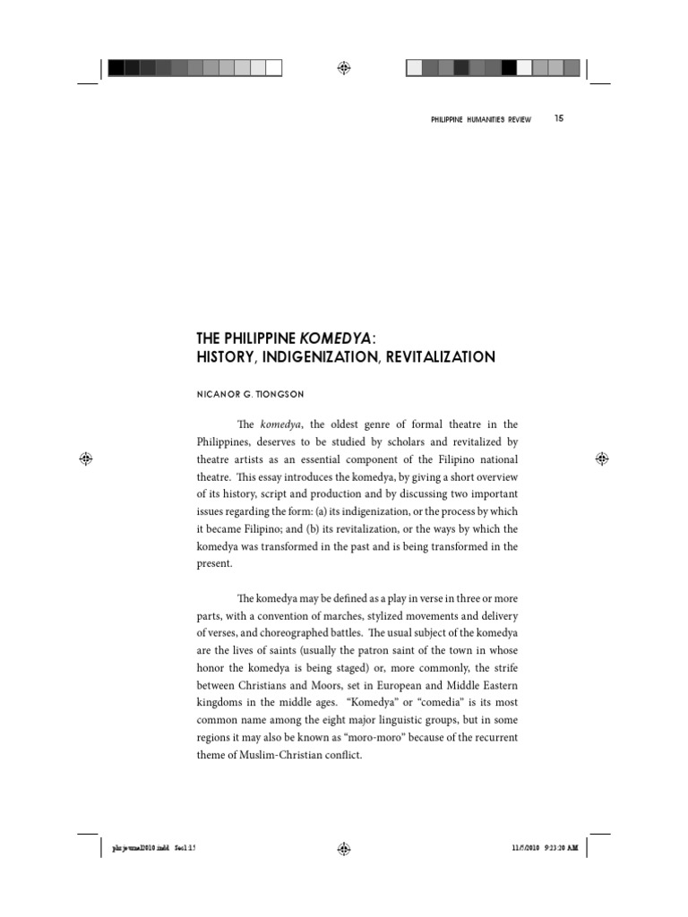 The Philippine Komedya: History, Indigenization, Revitalization | PDF | Philippines | Tagalog ...