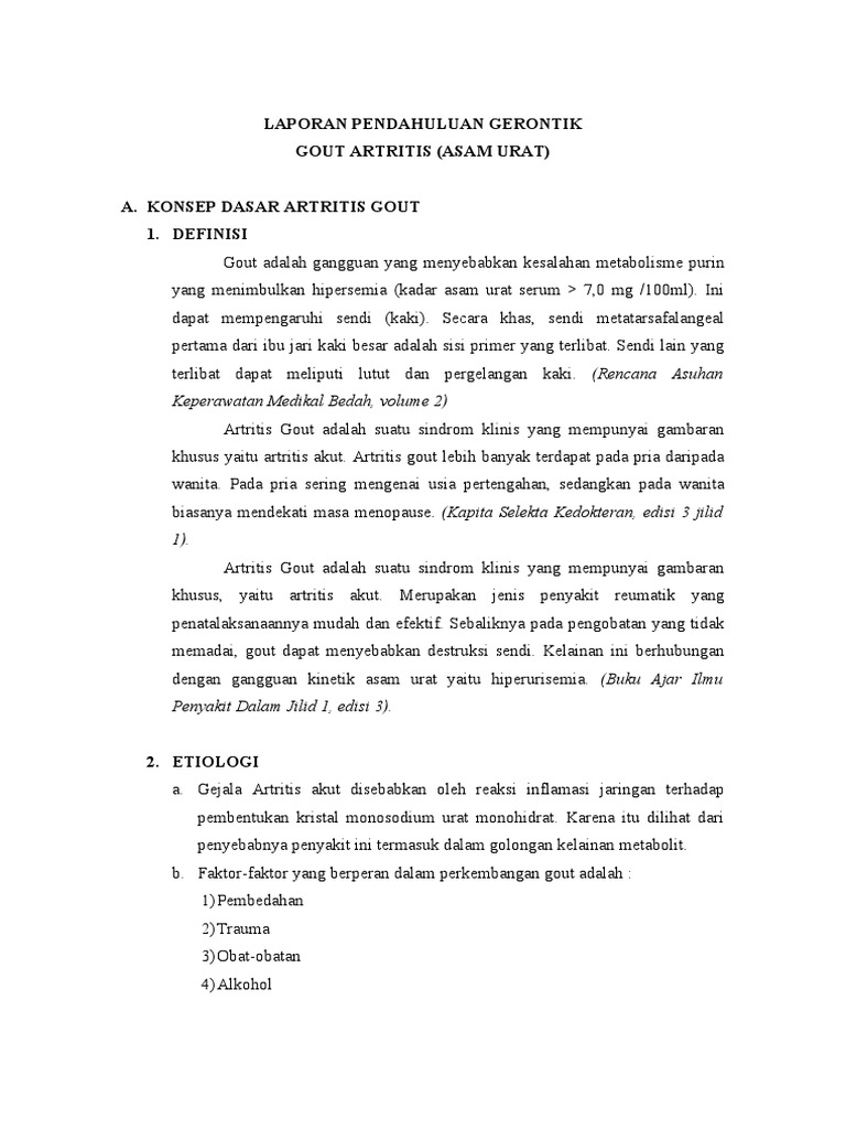 Laporan Pendahuluan Gerontik Asam Urat | PDF