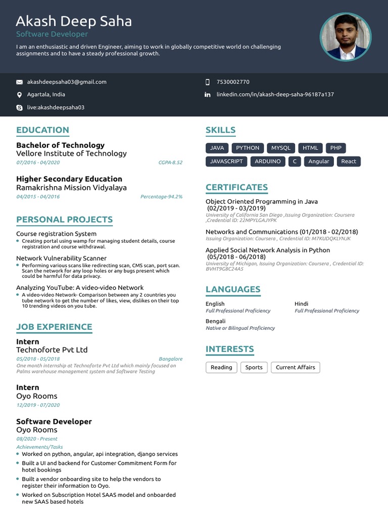 Akash's Resume | PDF | Programmer | Software As A Service