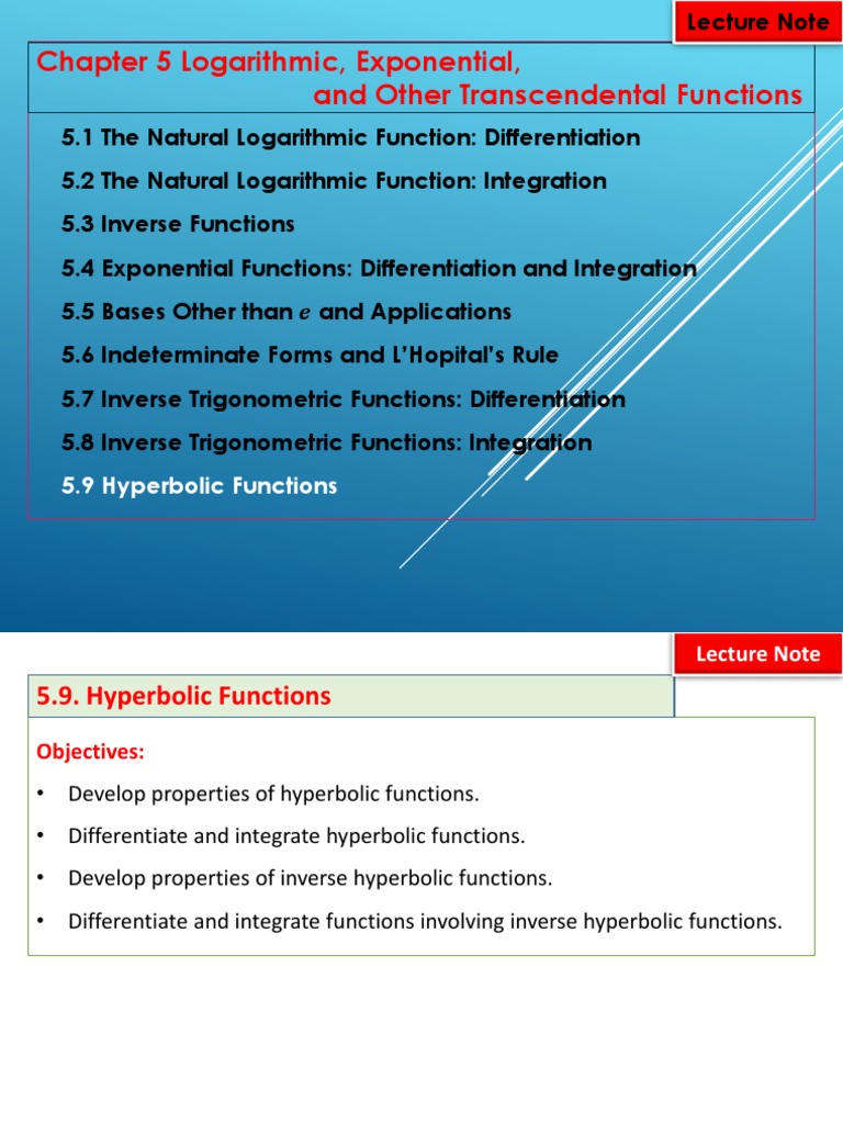 Chapter 5 Logarithmic, Exponential, and Other Transcendental Functions ...