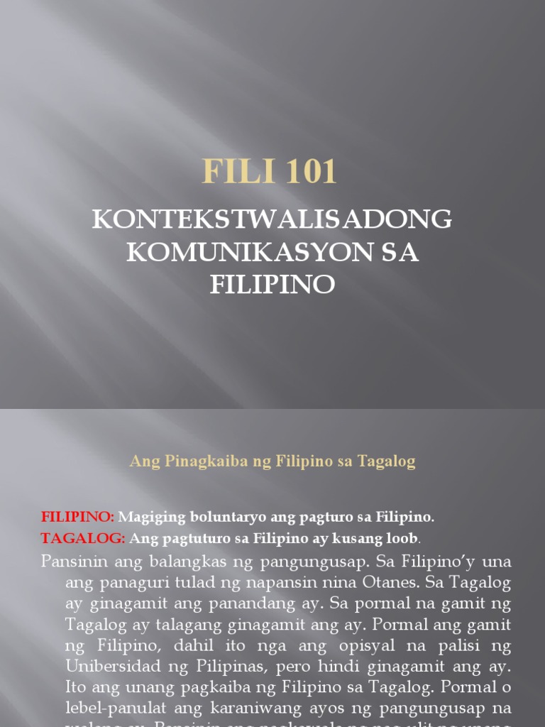 Ang Pinagkaiba NG Filipino Sa Tagalog | PDF