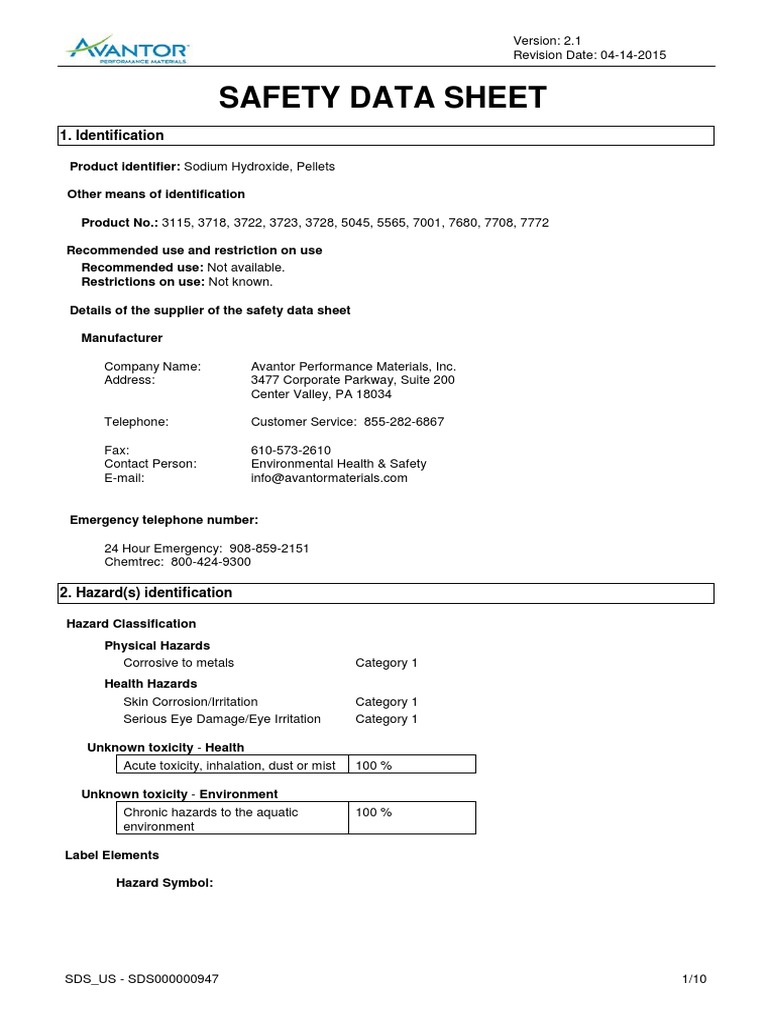 Safety Data Sheet: 1. Identification | PDF | Firefighting | Toxicity