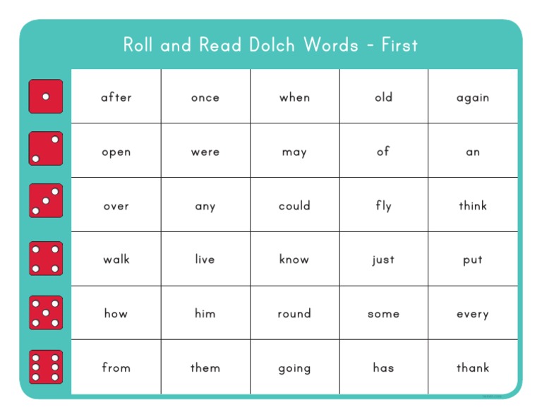Dolch Word List First Roll and Read Mat | PDF