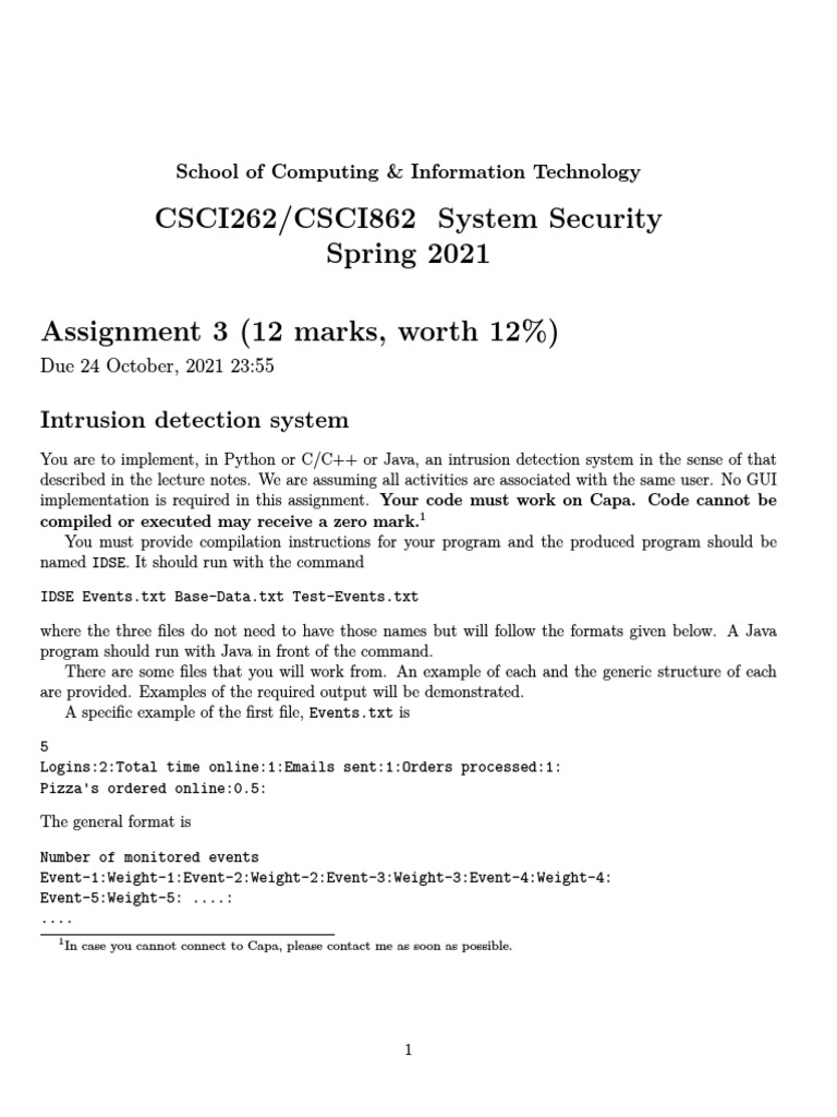 CSCI262/CSCI862 System Security Spring 2021 Assignment 3 (12 Marks, Worth 12%) | PDF | Standard ...