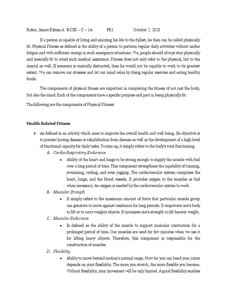 Components of Physical Fitness | PDF | Physical Fitness | Flexibility ...