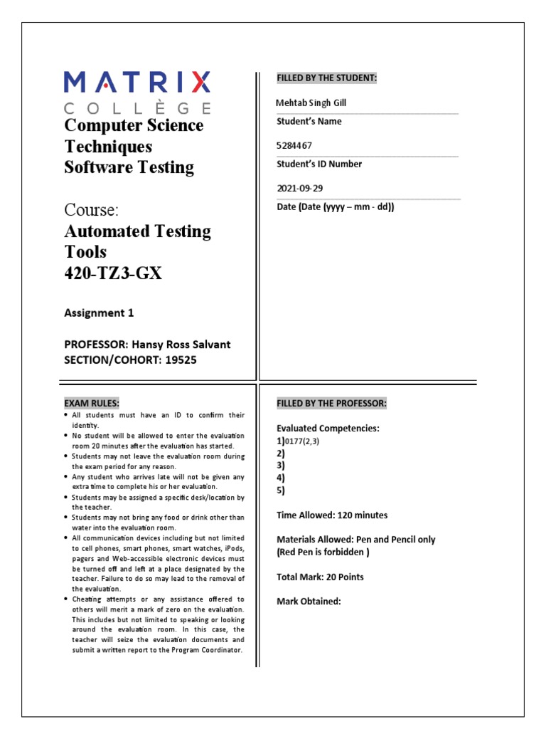 Computer Science Techniques Software Testing: Course | PDF | Selenium ...